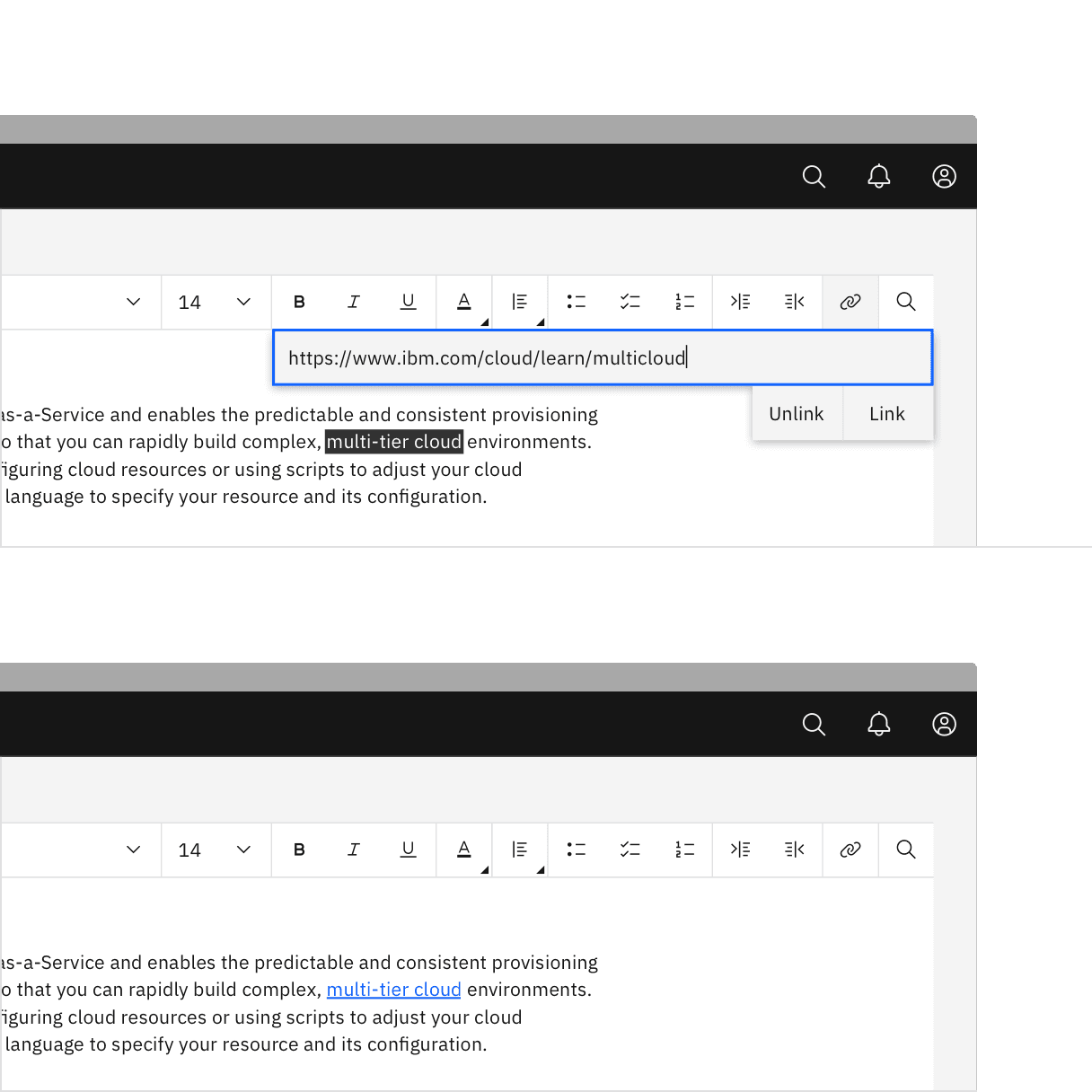 Text toolbars – Carbon Design System